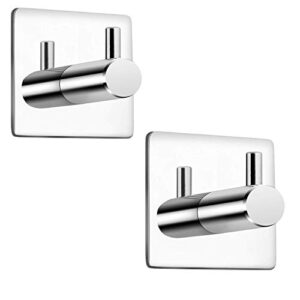 celbon 4pc bath towel hook self adhesive black sticky sus 304 stainless steel robe hooks robe hook heavy duty door hooks hanger for bathrooms,kitchen,lavatory closet (4pc, chrome square)… (2pc)