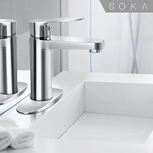 SOKA Bathroom Sink Faucet, Straight Head, Brushed Nickel