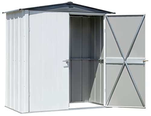 Arrow Shed Designed 6' x 3' x 6' Compact Outdoor Metal Backyard, Patio, and Garden Shed Kit, Flute Gray and Anthracite