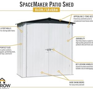 Arrow Shed Designed 6' x 3' x 6' Compact Outdoor Metal Backyard, Patio, and Garden Shed Kit, Flute Gray and Anthracite