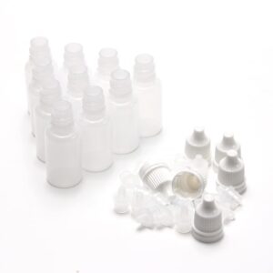 Othmro 30Pcs 0.34oz/10ml White Translucent Plastic Portable Liquid Dropper Bottles Empty Squeezable Eye Liquid Dropper Bottles Containers with Caps