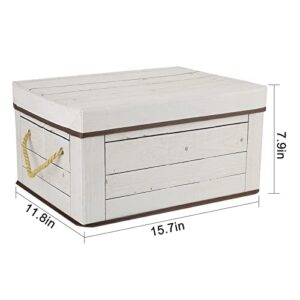 Livememory Memory Box for Keepsake, Decorative Storage Box with Lids and Handles - L15.7 x W11.8 x H7.9 Inches (Not Made of Wood)