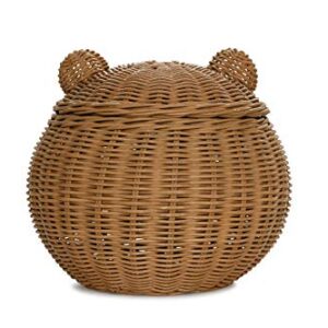 G6 COLLECTION Bear Rattan Storage Basket With Lid Decorative Bin Home Decor Hand Woven Shelf Organizer Cute Handmade Handcrafted Gift Art Decoration Artwork Wicker Bear (Bear Head)