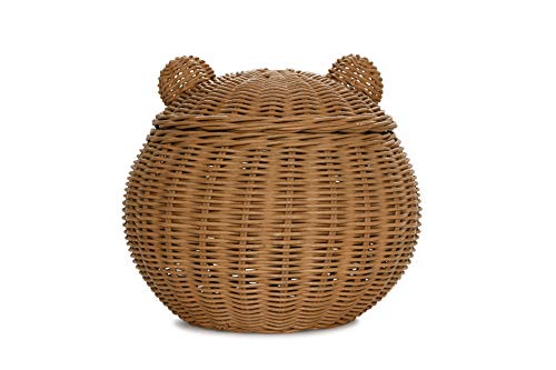 G6 COLLECTION Bear Rattan Storage Basket With Lid Decorative Bin Home Decor Hand Woven Shelf Organizer Cute Handmade Handcrafted Gift Art Decoration Artwork Wicker Bear (Bear Head)