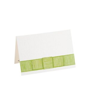 caspari ribbon border place cards in green - set of 40