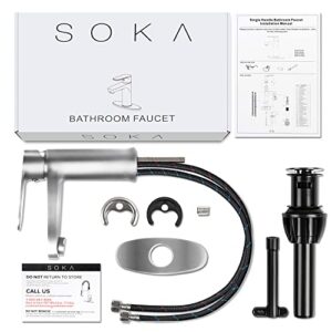 SOKA Bathroom Sink Faucet, Straight Head, Brushed Nickel