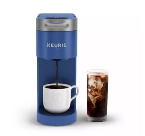 keurig k-slim + iced single serve coffee maker, brews 8 to 12oz. cups, blue