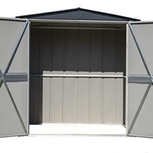 Arrow Shed Designed 6' x 3' x 6' Compact Outdoor Metal Backyard, Patio, and Garden Shed Kit, Flute Gray and Anthracite