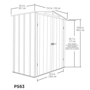 Arrow Shed Designed 6' x 3' x 6' Compact Outdoor Metal Backyard, Patio, and Garden Shed Kit, Flute Gray and Anthracite