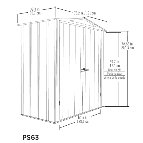 Arrow Shed Designed 6' x 3' x 6' Compact Outdoor Metal Backyard, Patio, and Garden Shed Kit, Flute Gray and Anthracite