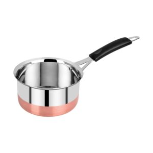 4 Pcs Set - Stainless Steel Copper Bottom Saucepan, Tea Coffee Pan, Milk Pan, Tapeli Patila, Sauce Pot (Capacity-800 ml,1200 ml,1700 ml, and 2000 ml).