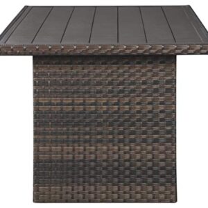 Signature Design by Ashley Outdoor Easy Isle Multi-Use Resin Wicker Patio Table, Dark Brown