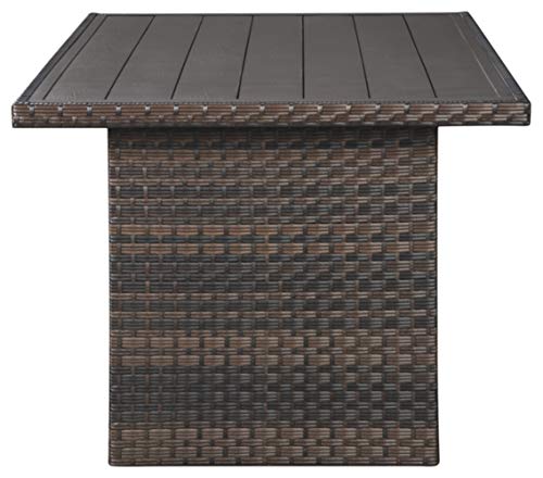 Signature Design by Ashley Outdoor Easy Isle Multi-Use Resin Wicker Patio Table, Dark Brown