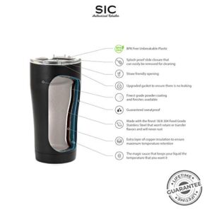 Seriously Ice Cold SIC 20 Oz. Double Wall Vacuum Insulated 18/8 Stainless Steel Travel Tumbler Mug | Powder Coated with Splash Proof BPA Free Lid | Coffee, Tea, Wine, and Cocktails (Hammered Copper)