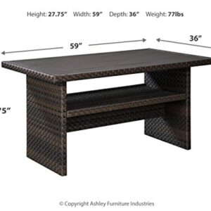 Signature Design by Ashley Outdoor Easy Isle Multi-Use Resin Wicker Patio Table, Dark Brown