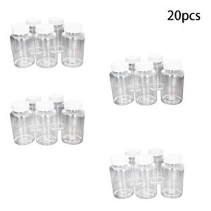 Othmro 20Pcs 200ml Plastic Bottles, Lab Cylindrical Chemical Reagent Bottle, Wide Mouth Laboratory Reagent Polyethylene Bottle, Sample Sealing Liquid Storage Container for Food Store White