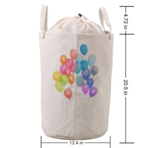 LifeCustomize Large Laundry Hamper Basket Colorful Balloons Clothing Storage Bins Boxes Toy Organizer Foldable Waterproof Nursery Hamper with Handles