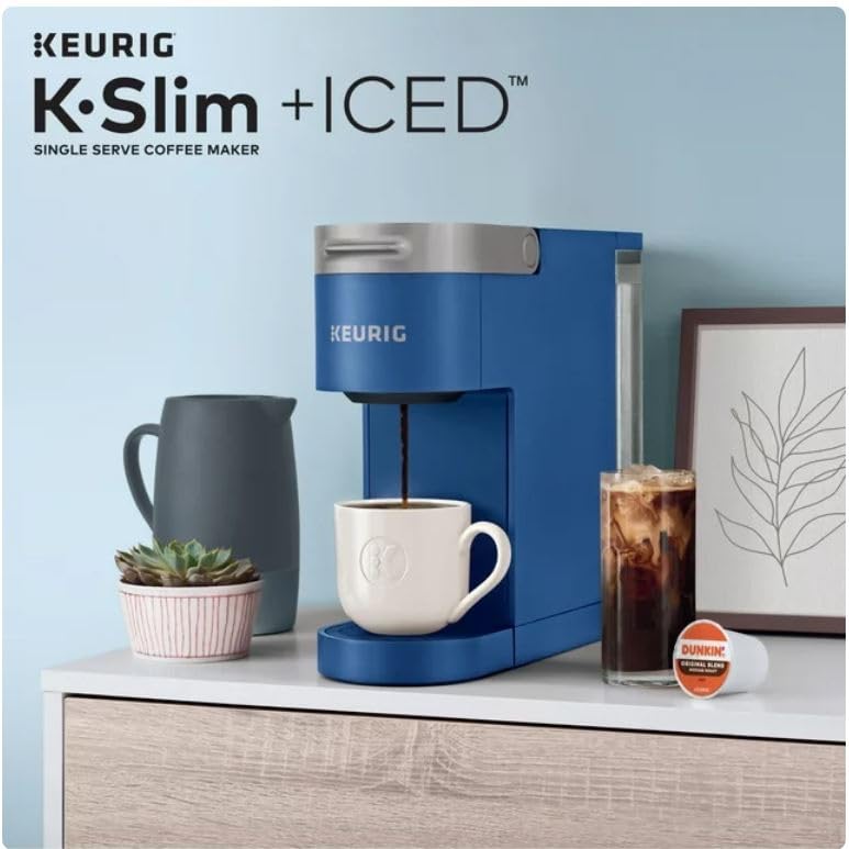 Keurig K-Slim + ICED Single Serve Coffee Maker, Brews 8 to 12oz. Cups, Blue