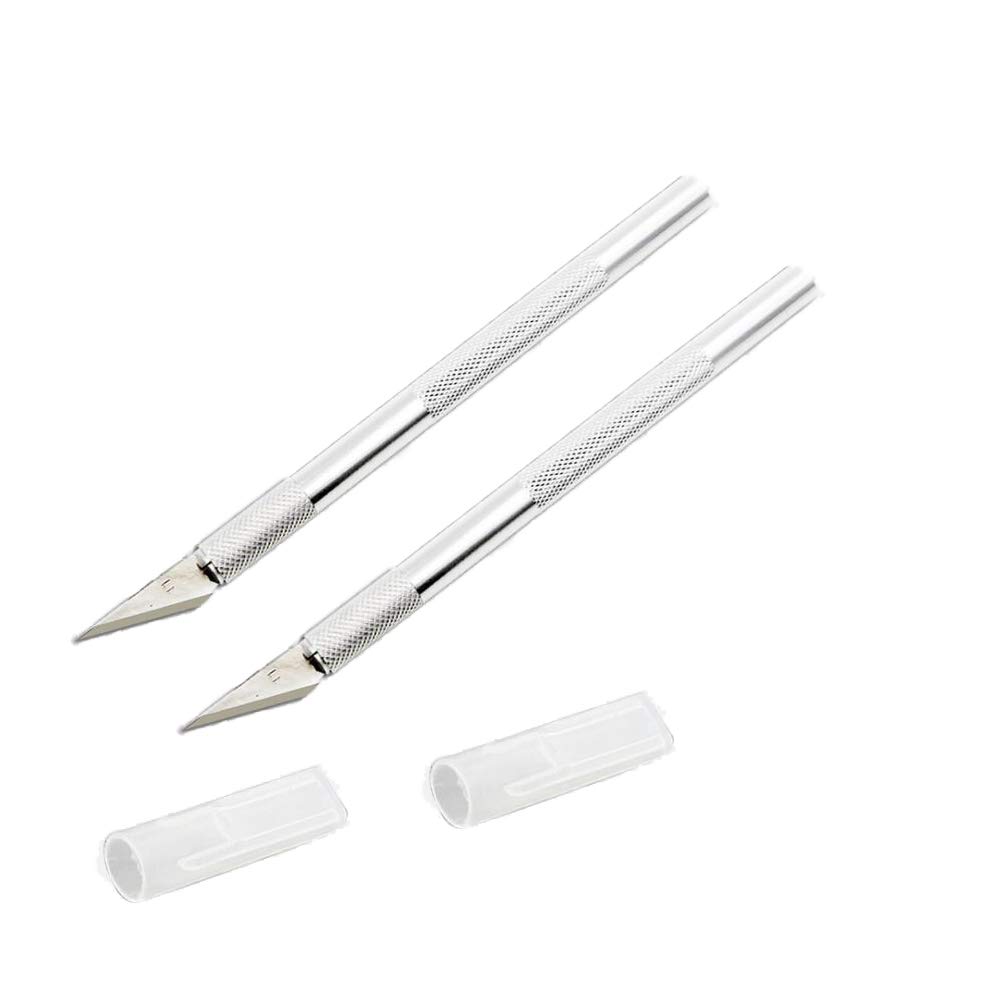 WOIWO 2PCS Aluminum Handle Metal Carving Knife Mobile Phone Film Carving Pen Knife Art Knife Paper Cutting Knife Manual Model Knife