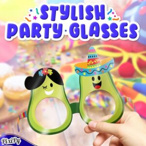 PixiPy Funny Paperboard Photo Booth Props Glasses - 30 pc - Hawaiian Party Accessories for Adults & Kids - Fun Novelty Party Favor Supplies for Birthdays, Luau, Fiesta - Party Supply Decorations