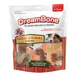 dreambone farm animal chews, rawhide free dog chews made with real meat and vegetables, 6 count