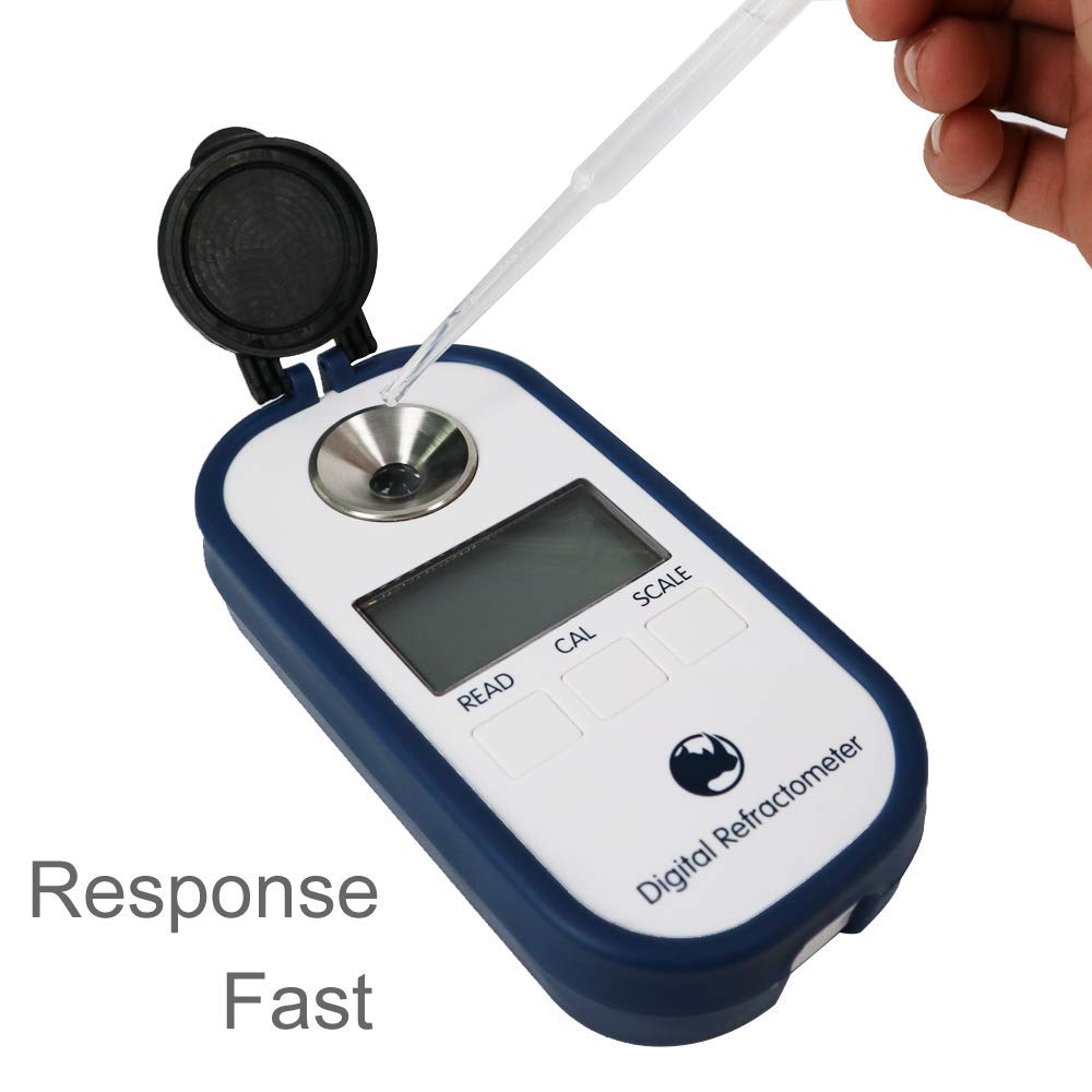 Rhino Beer Digital Refractometer, (Brix 0-50%, Wort SG 1.000-1.130, 1.3330-1.4200nD) with Automatic Temperature Compensation, IP65