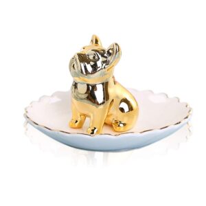 lependor dog ceramic jewelry tray ring holder trinket dish necklace earrings rings jewelry organizer display jewelry trinket holder home decoration - gold bulldog