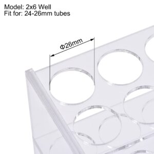 uxcell Acrylic Test Tube Holder Lab Stand Rack 2x6 Wells for Centrifuge Tubes Clear