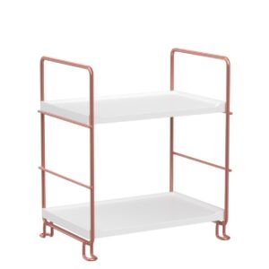 Desktop Cosmetics Storage Rack Rose Gold 2/3 Layers Bathroom Makeup Organizer Assembled Kitchen Seasoning Iron Storage Shelves (2-LAYERS)