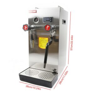 RANZHIX Espresso Machine 110V Electric Automatic Steam Boiling Water Frothing Machine LED Display Commercial Heat Water Coffee Milk Tea Frother Foam Machine (Stainless Steel)