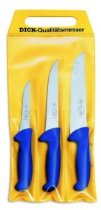 f. dick - ergogrip boning knife - butcher knife set (3 pieces) - stainless steel & 56 hrc - ideal for deboning meat - stainless steel - ultra sharp - nsf certified - robust handle - made in germany