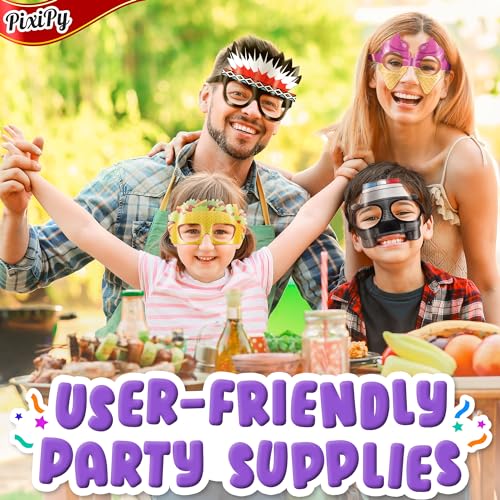 PixiPy Funny Paperboard Photo Booth Props Glasses - 30 pc - Hawaiian Party Accessories for Adults & Kids - Fun Novelty Party Favor Supplies for Birthdays, Luau, Fiesta - Party Supply Decorations