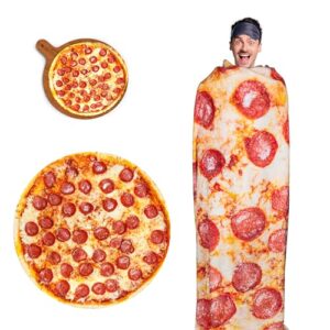 colorful star pizza blanket for adult and kids novelty food blanket adult size, double sided round flannel funny realistic throw blanket for teens boys and girls - pepperoni pizza 60 inches