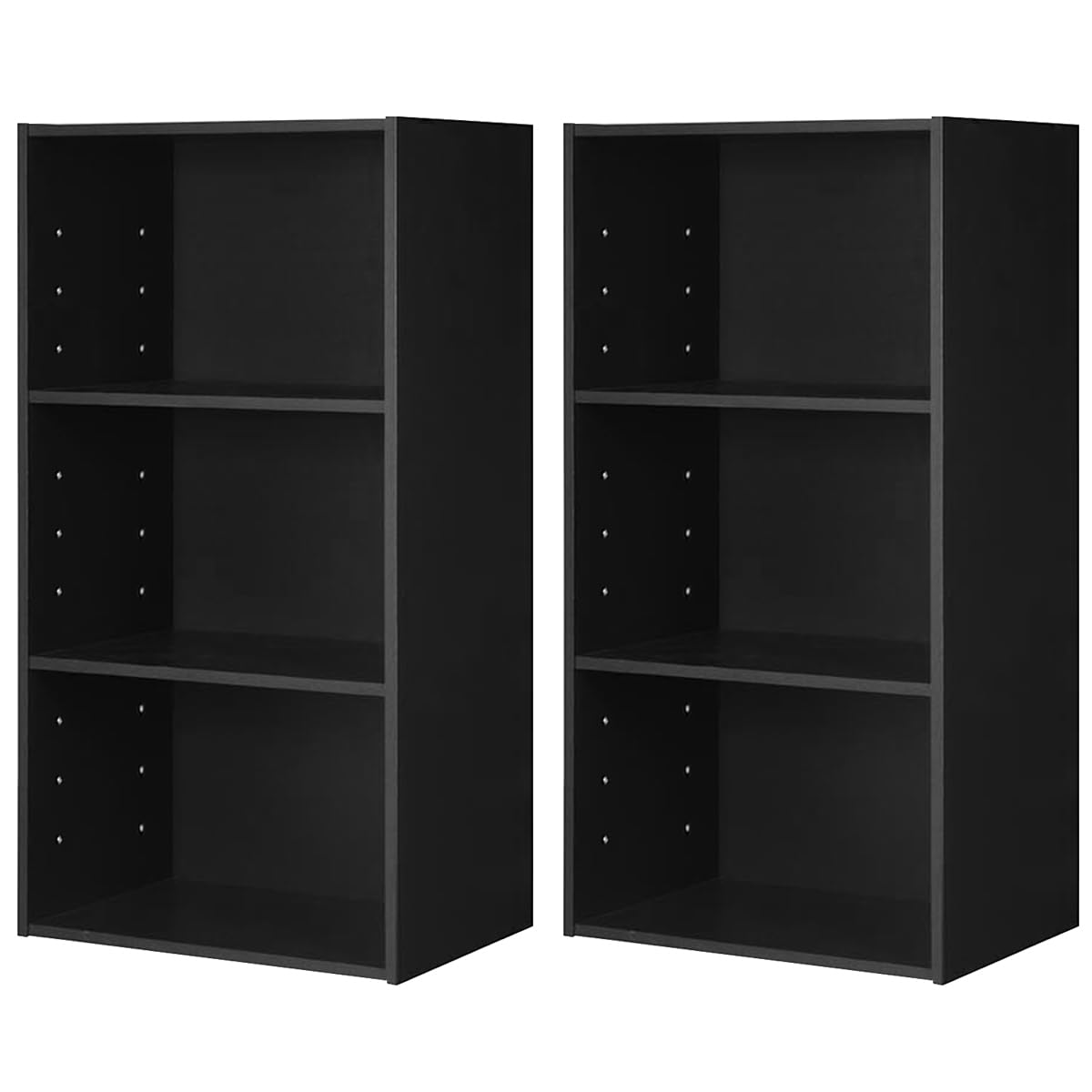 Giantex 2 Pieces 3 Shelf Bookcase Book Shelves Open Storage Cabinet Multi-Functional Home Office Bedroom Furniture Display Bookcases, Black