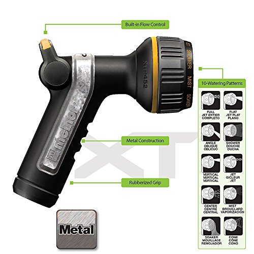 Melnor 65116-AMZ XT Metal 10-Pattern Nozzle with QuickConnect Product Adapter Amazon Bundle, Multi, Heavyweight Thumb Control