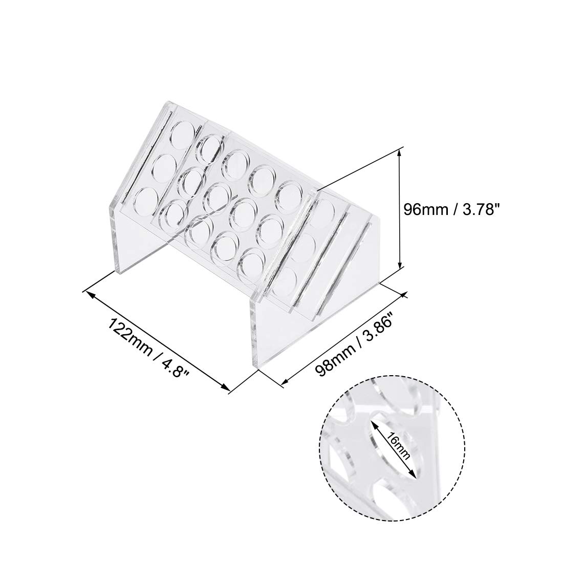 uxcell Slant Rack Acrylic Test Tube Holder 15 Wells for 10ml/15ml Centrifuge Tubes Clear