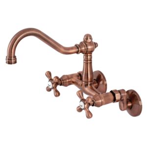 kingston brass ks322axac vintage kitchen faucet, 8-1/2 inch in spout reach, antique copper