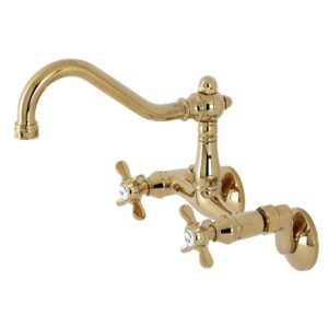 kingston brass ks3222bex essex kitchen faucet, polished brass