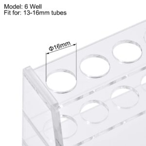 uxcell Acrylic Test Tube Holder Rack 6 Wells for 10ml Centrifuge Tubes Clear