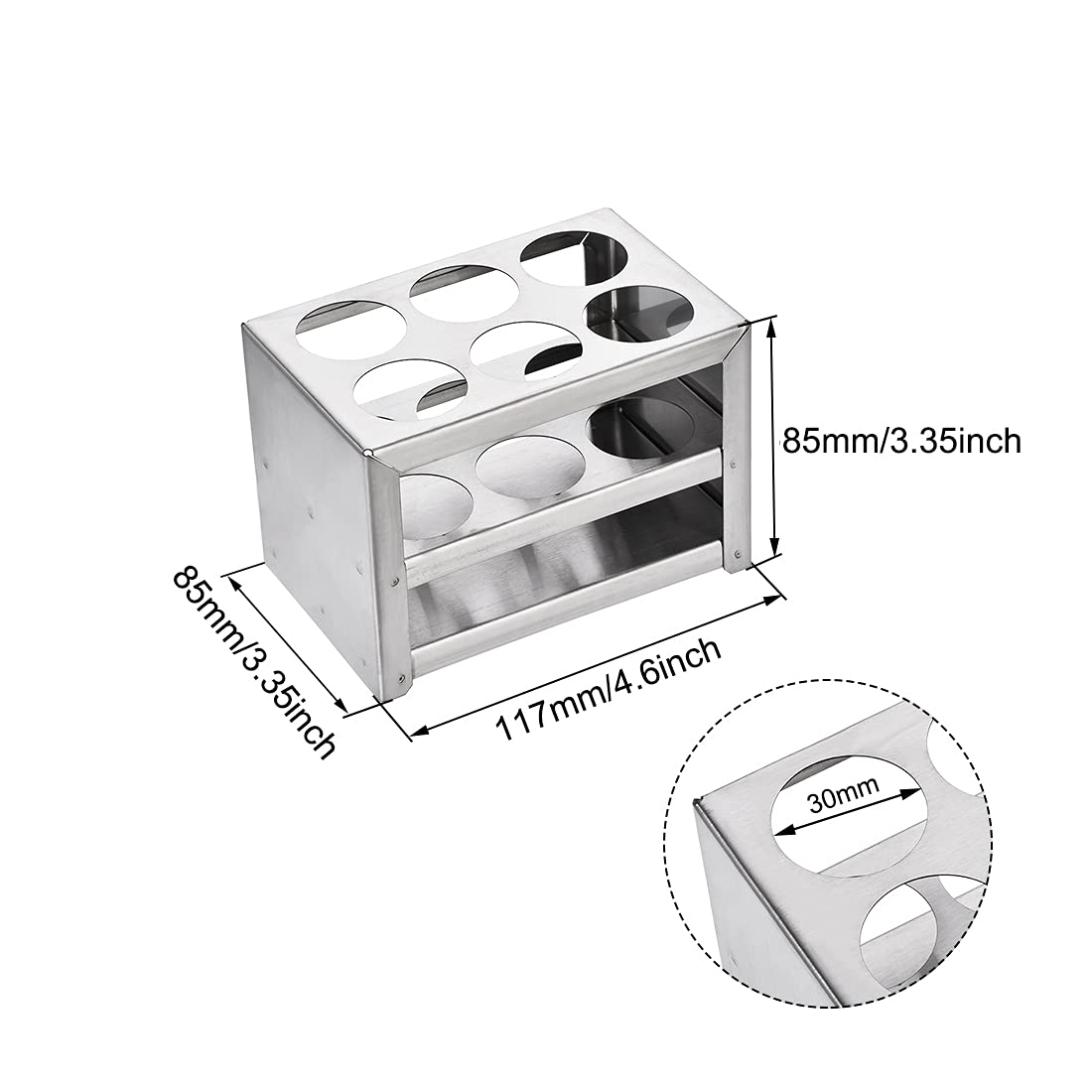 uxcell 304 Stainless Steel Test Tube Holder Lab Stand Rack 6 Hole 3 Layer for 26-30mm Tubes