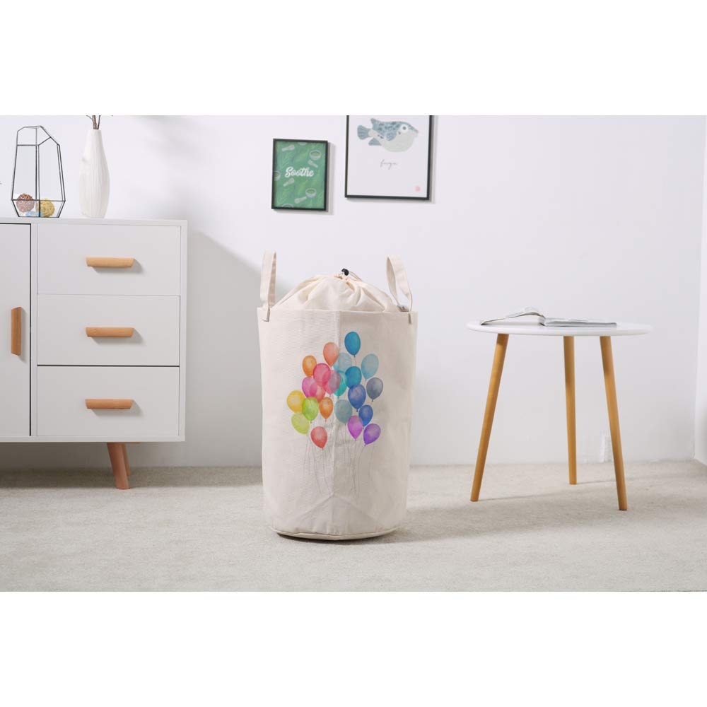 LifeCustomize Large Laundry Hamper Basket Colorful Balloons Clothing Storage Bins Boxes Toy Organizer Foldable Waterproof Nursery Hamper with Handles