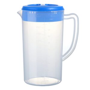 0.66 gallon/2.5 litre plastic pitcher with lid bpa-free eco-friendly carafes mix drinks water jug for hot/cold lemonade juice beverage jar ice tea kettle (navy, 81oz)