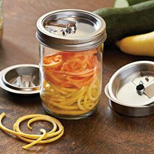 Jarware 3 in 1 Mason Jar Spiralizer Lid, Wide Mouth, Stainless Steel