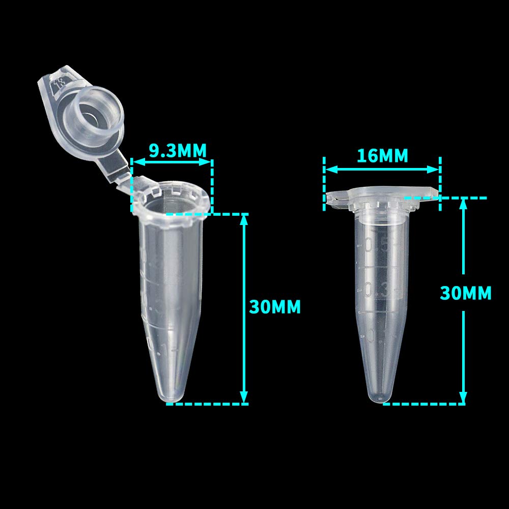 Twdrer 500PCS 0.5ML Clear Plastic Graduated microcentrifuge Test Tubes with Attached Lid,Micro Centrifuge Small Sample Bottle Vials Container with Cap for Lab