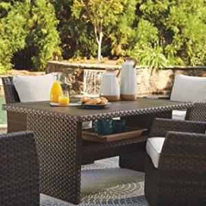 Signature Design by Ashley Outdoor Easy Isle Multi-Use Resin Wicker Patio Table, Dark Brown