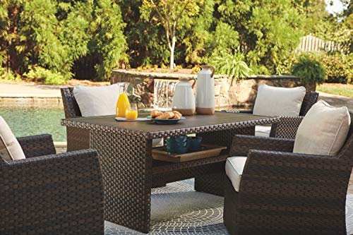 Signature Design by Ashley Outdoor Easy Isle Multi-Use Resin Wicker Patio Table, Dark Brown