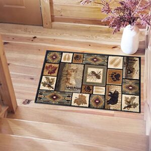 northern wildlife multi-color 2x3 scatter mat, small entry area rug for farmhouse cabin lodge indoor entryway hallway, walkway, kitchen or foyer