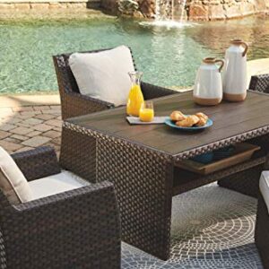 Signature Design by Ashley Outdoor Easy Isle Multi-Use Resin Wicker Patio Table, Dark Brown