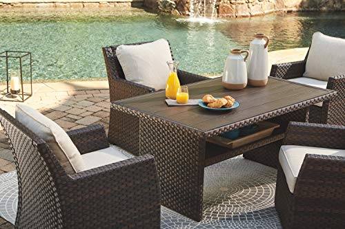 Signature Design by Ashley Outdoor Easy Isle Multi-Use Resin Wicker Patio Table, Dark Brown