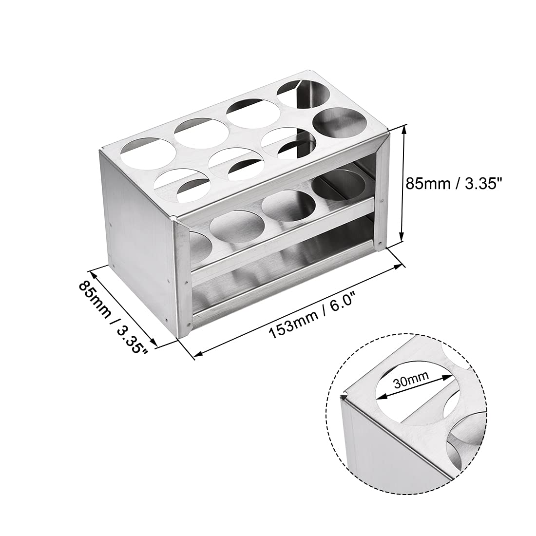 uxcell 304 Stainless Steel Test Tube Holder Lab Stand Rack 8 Hole 3 Layer for 26-30mm Tubes